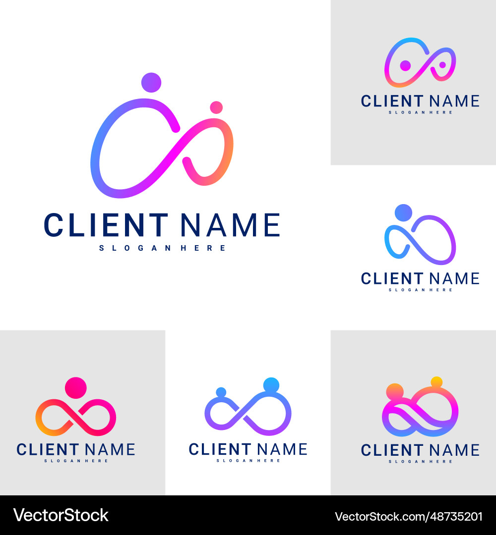 Set of people logo design human with infinity Vector Image