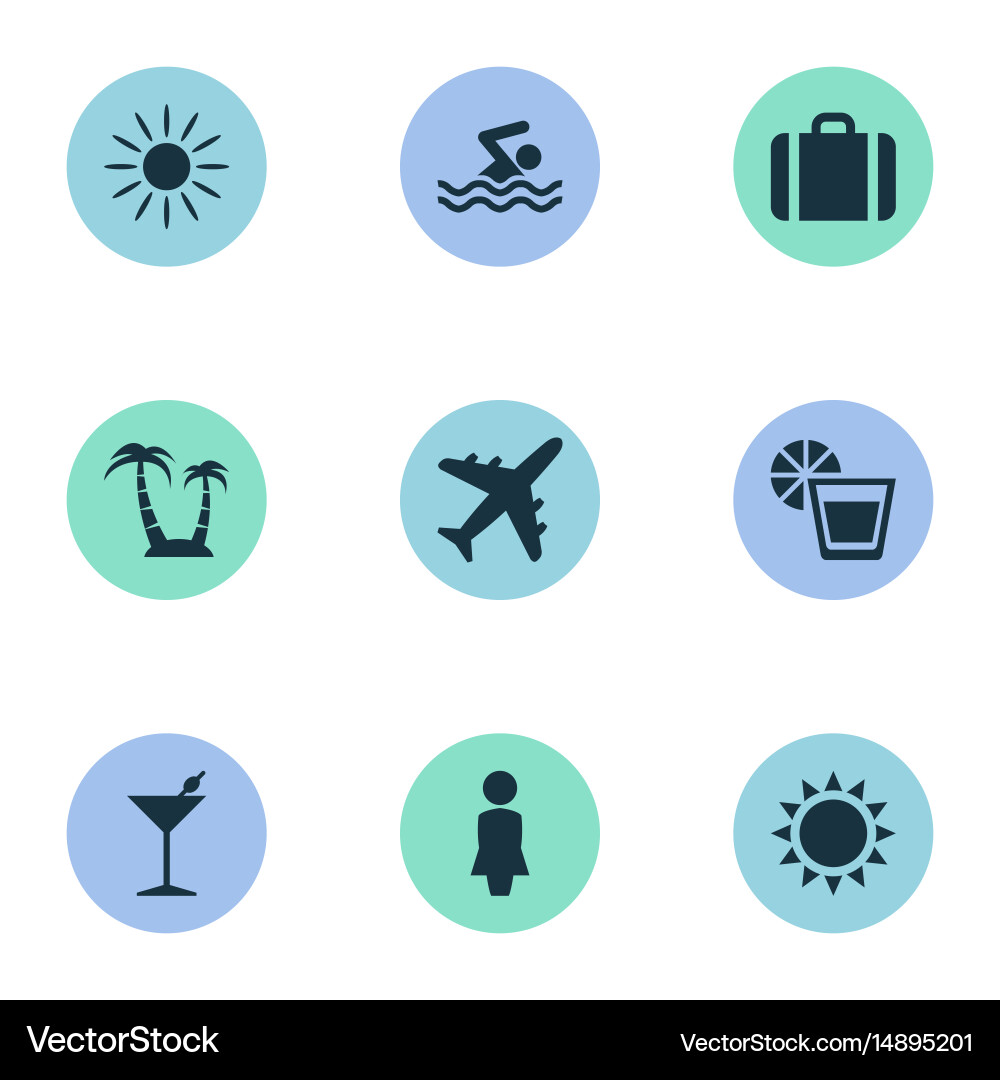 Set of simple beach icons Royalty Free Vector Image