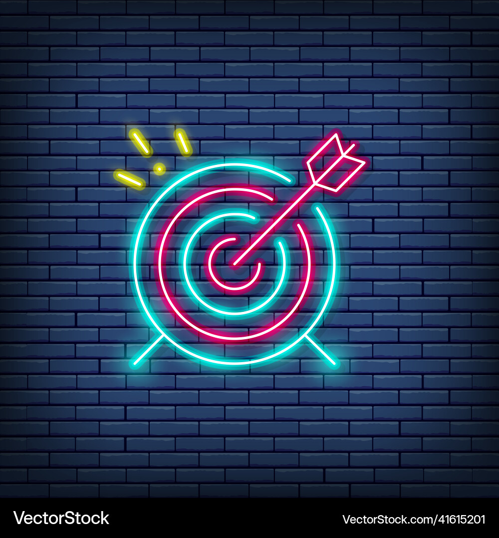 Target goal neon sign isolated on a brick Vector Image