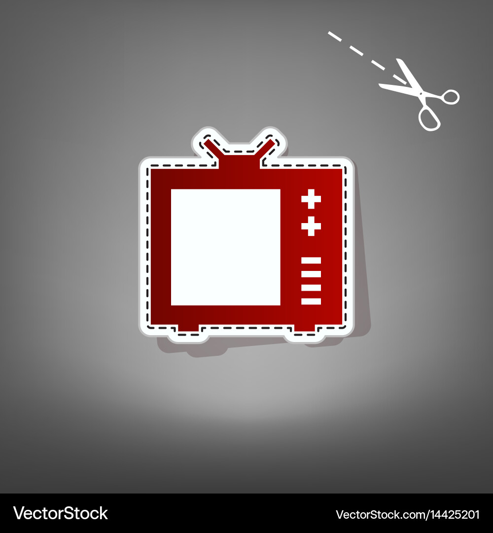 Tv sign red icon with for Royalty Free Vector Image