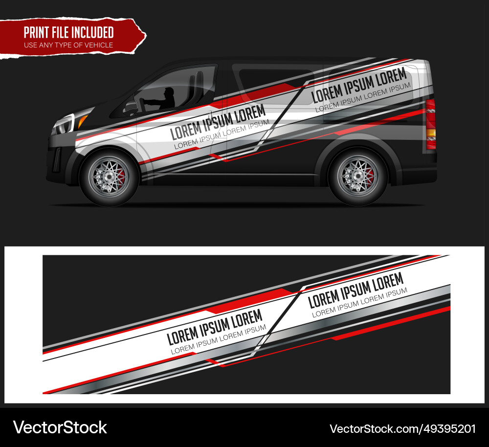 Vinyl vehicle wrap sticker design car Royalty Free Vector