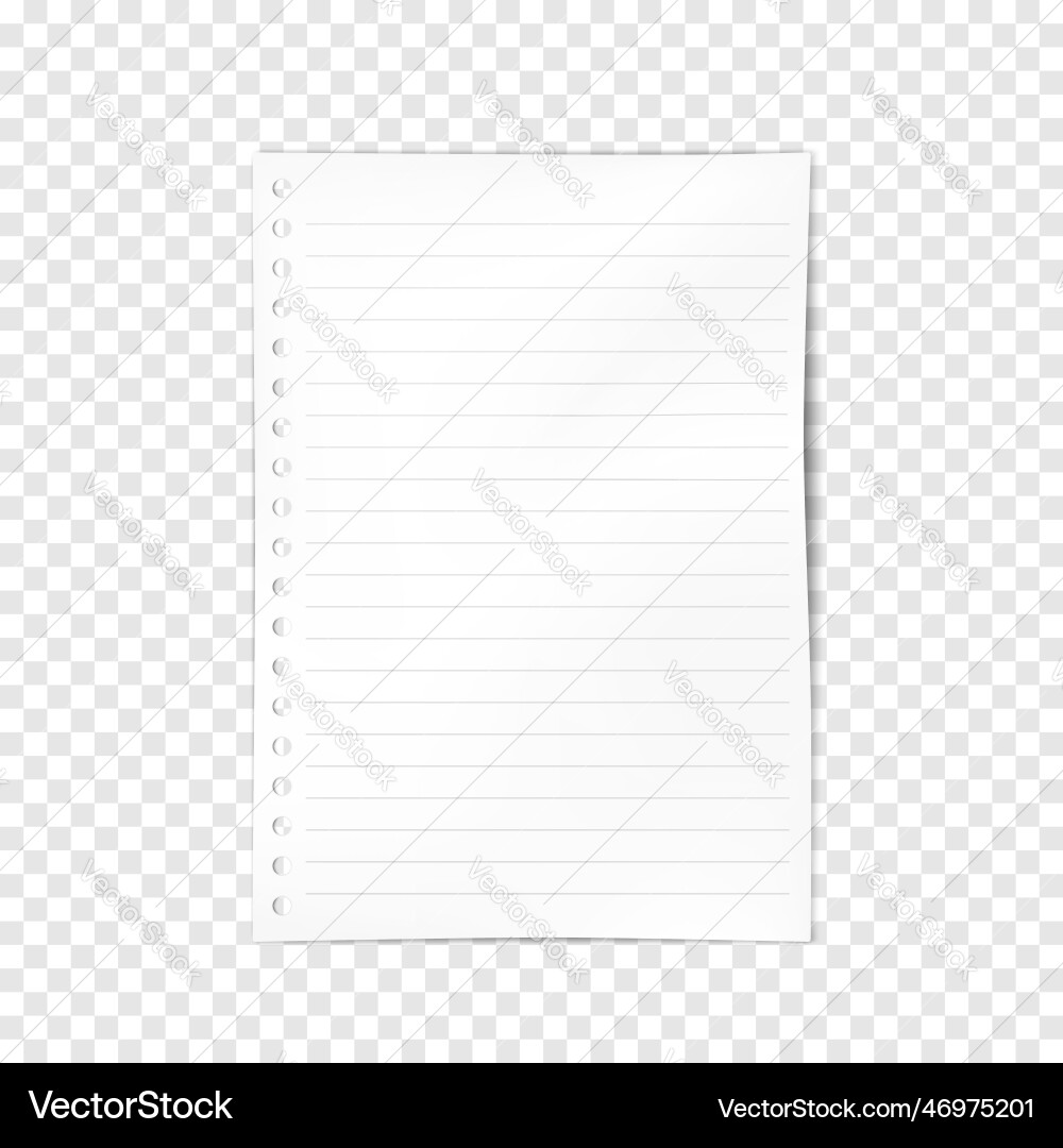 White blank lined a4 hole punched filler paper Vector Image