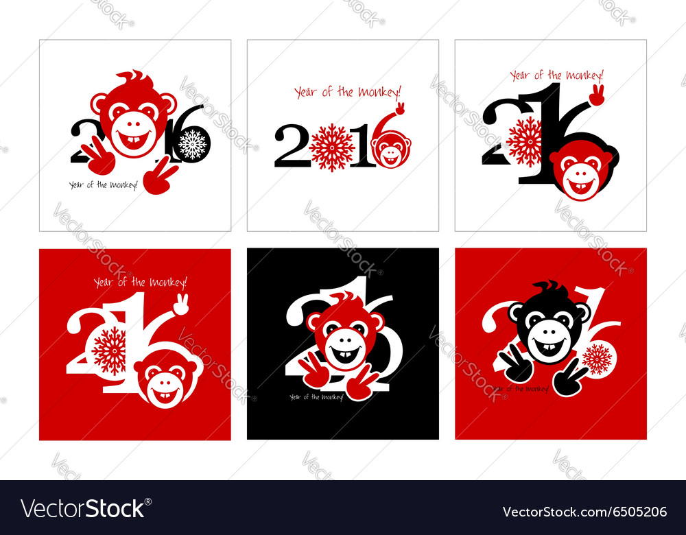 2016 new year card or background with monkey happy
