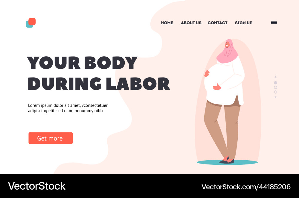 Body during labor pregnancy landing page template Vector Image