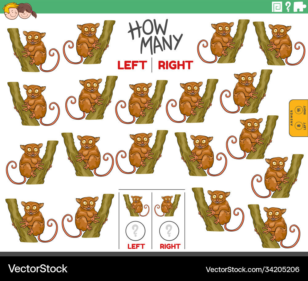 Counting left and right pictures cartoon Vector Image