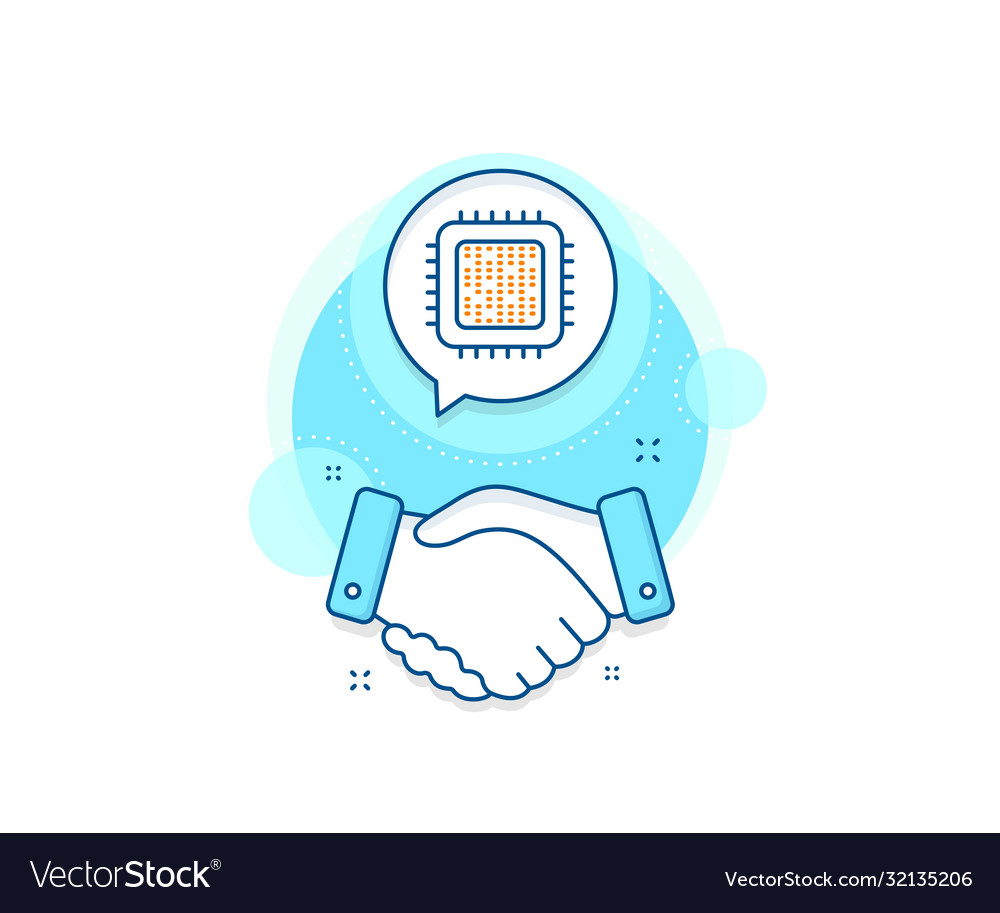 Cpu processor line icon computer component sign Vector Image