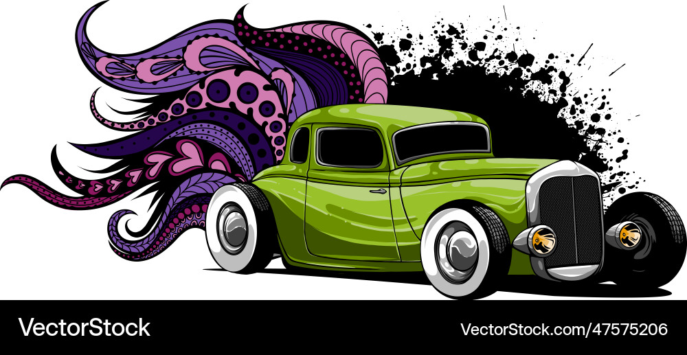 Draw of hot rod car design Royalty Free Vector Image