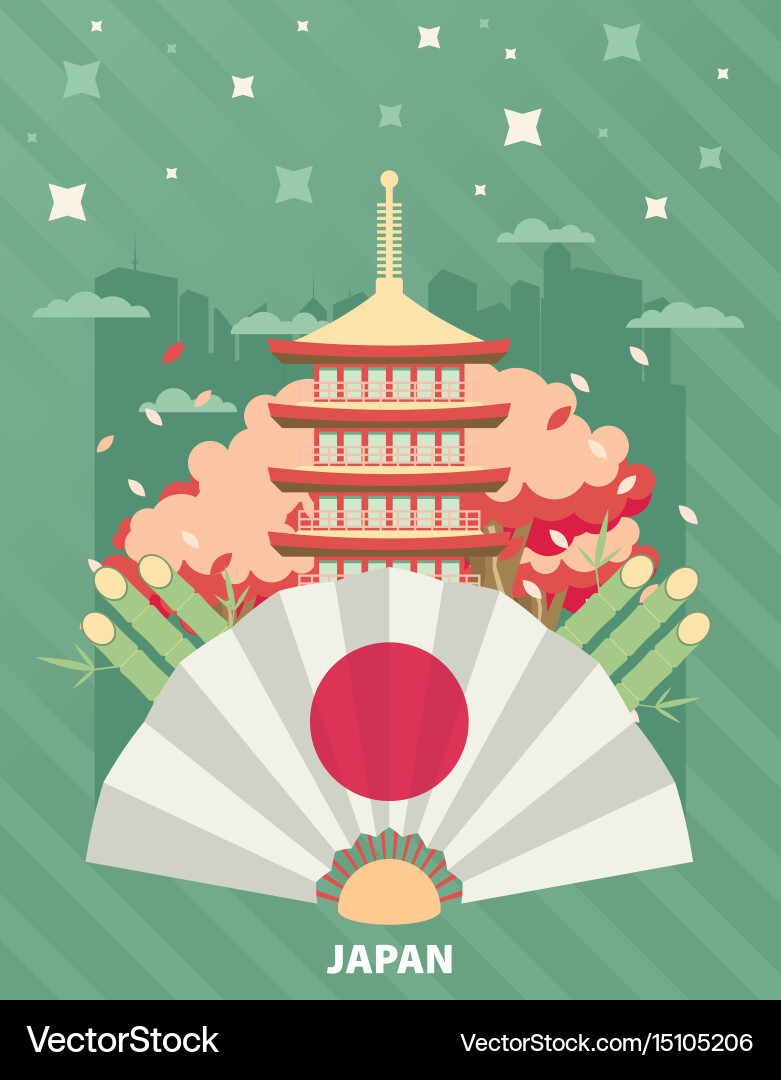 Flat design landscape of japan Royalty Free Vector Image