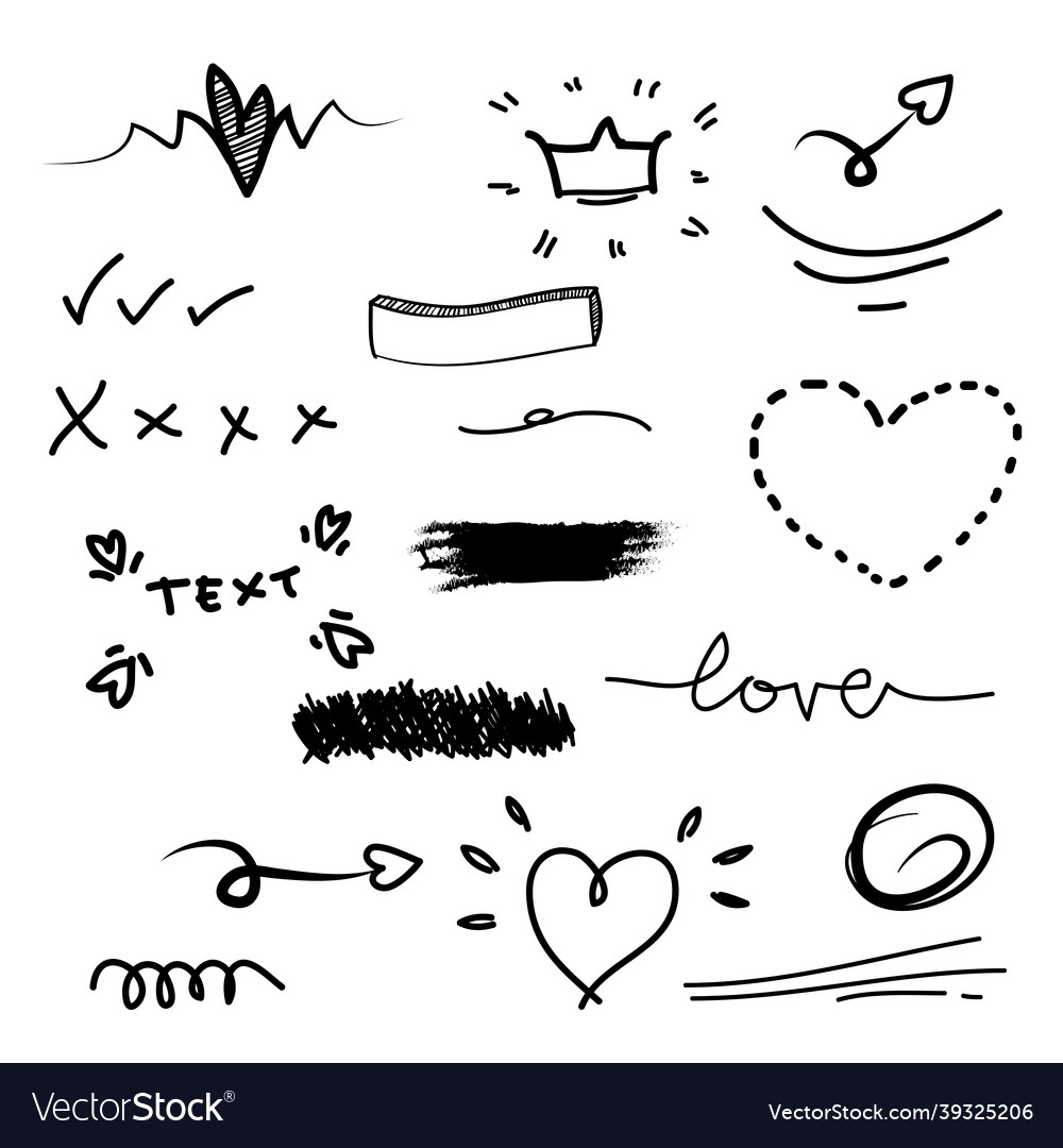 Hand drawn set of abstract doodle elements use Vector Image