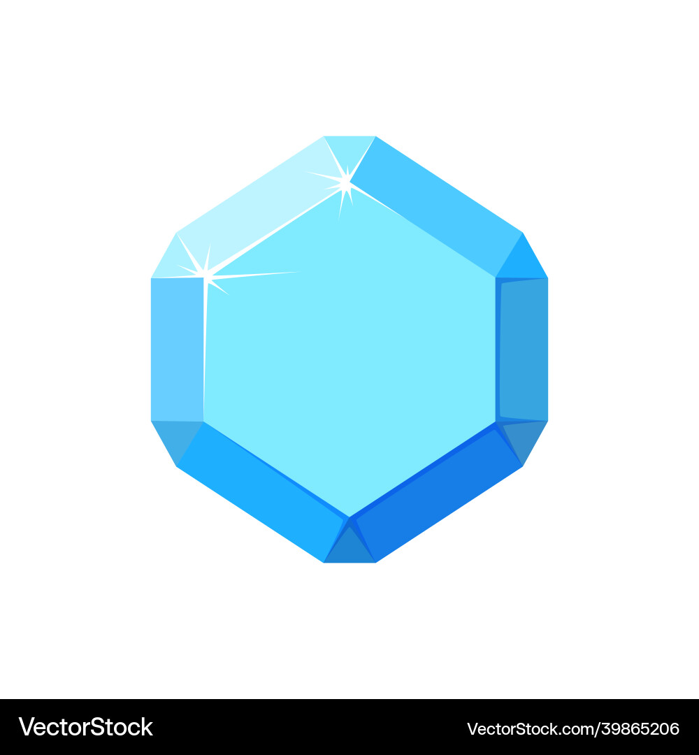 Hexagon blue gemstone brilliant or quartz top Vector Image