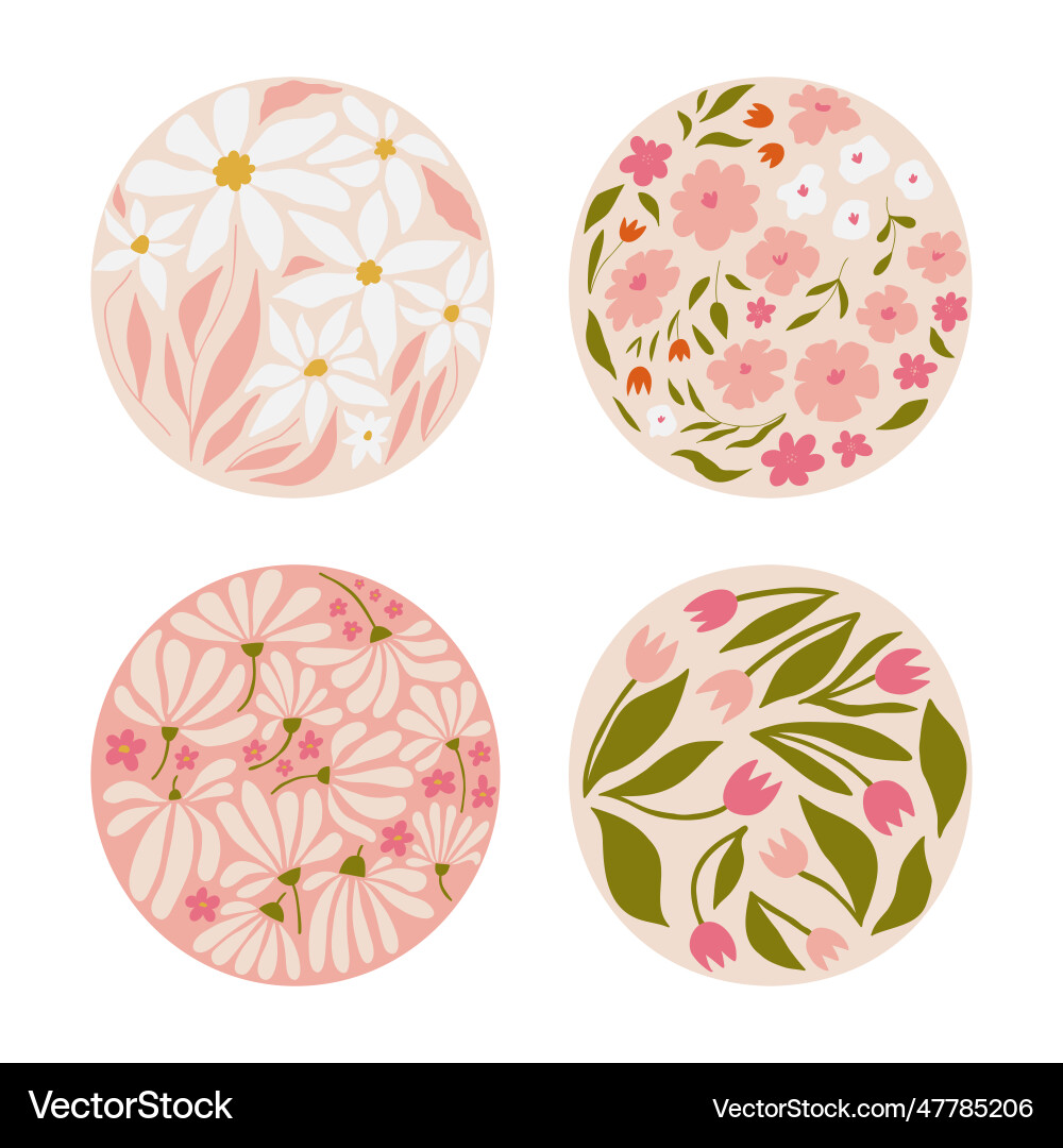 Modern floral posters with flowers abstract art Vector Image
