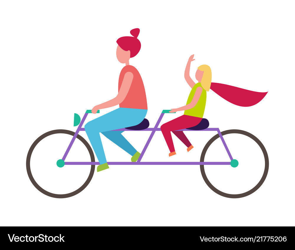 Mother and daughter riding bicycle Royalty Free Vector Image