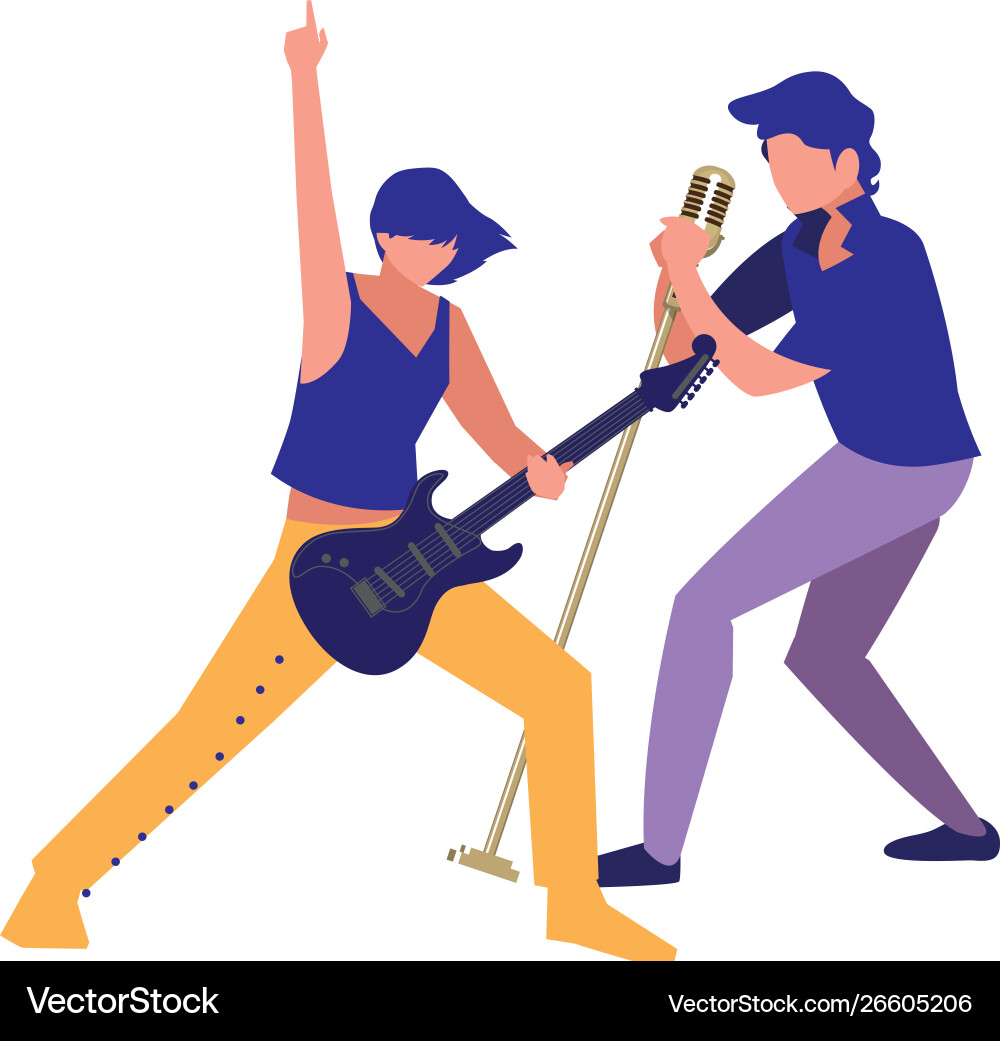 Musician man and singer with microphone Royalty Free Vector