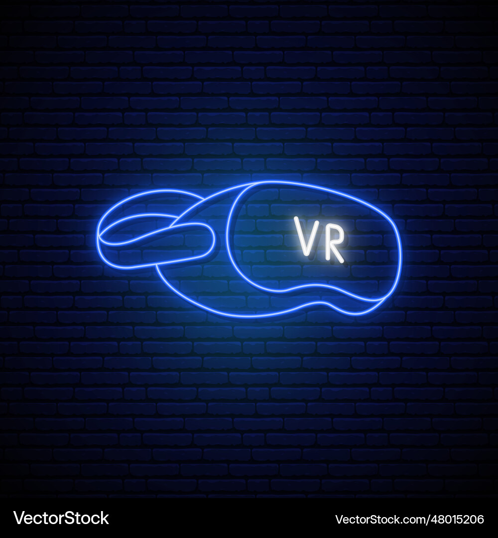Neon vr glasses icon glowing headset sign Vector Image