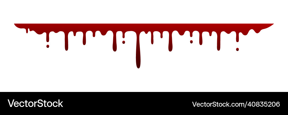 Straight blood drip horizontal border bloody Vector Image