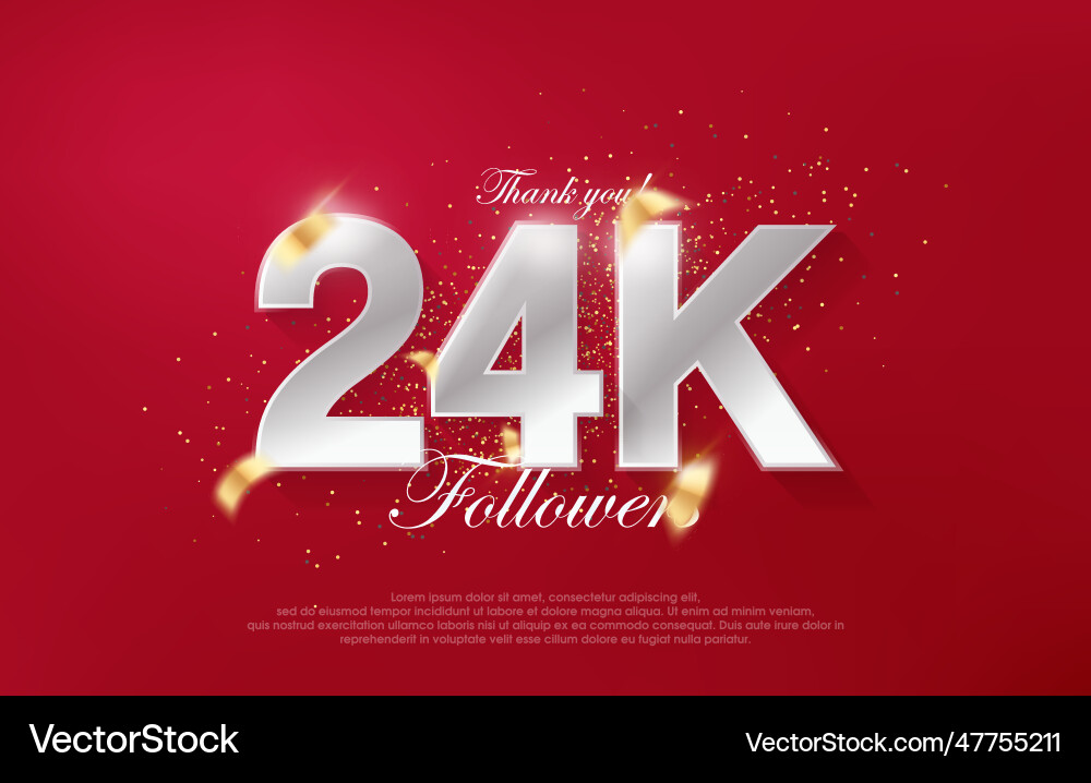 24k followers with luxurious silver numbers Vector Image