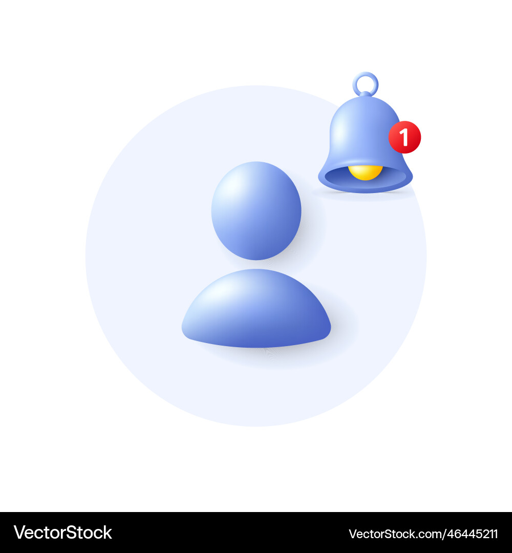 Avatar placeholder with alert bell 3d icon Vector Image