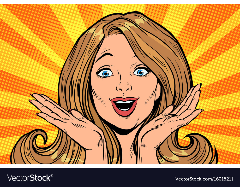 Beautiful female emotional reaction joy Royalty Free Vector Beautiful female emotional reaction joy Royalty Free Vector