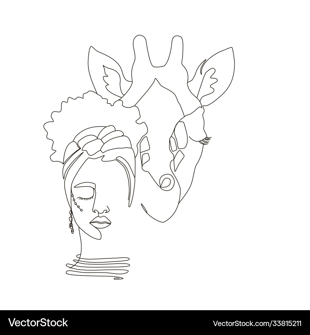 Continuous line art or one line drawing african Vector Image