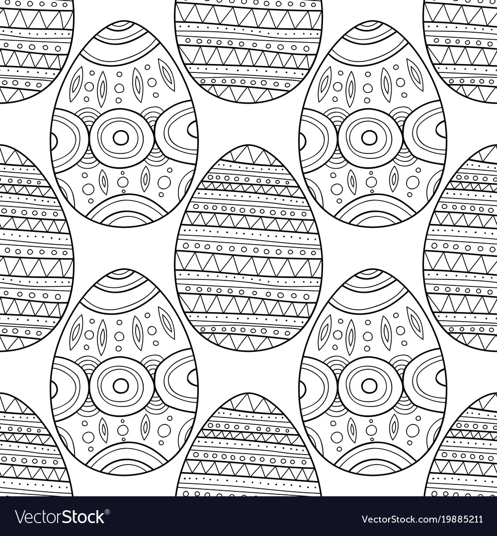 Easter eggs black and white seamless pattern Vector Image