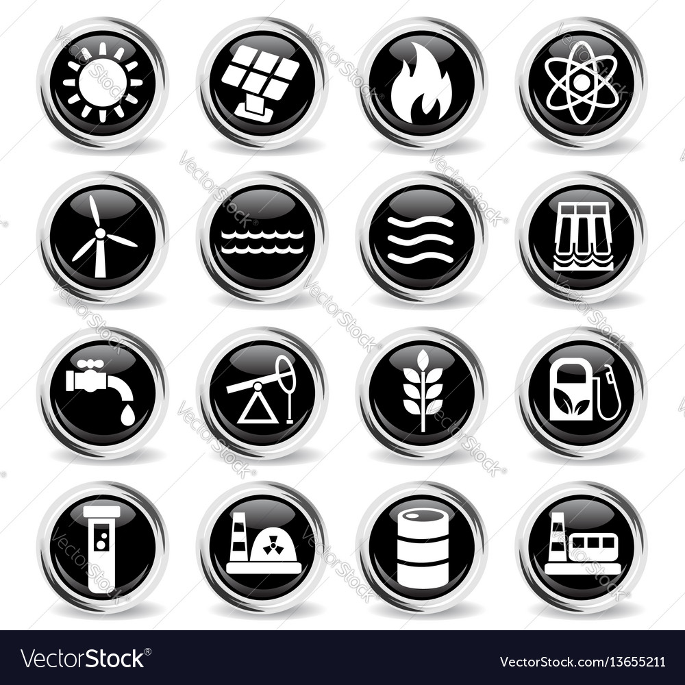 Fuel and power icon set Royalty Free Vector Image
