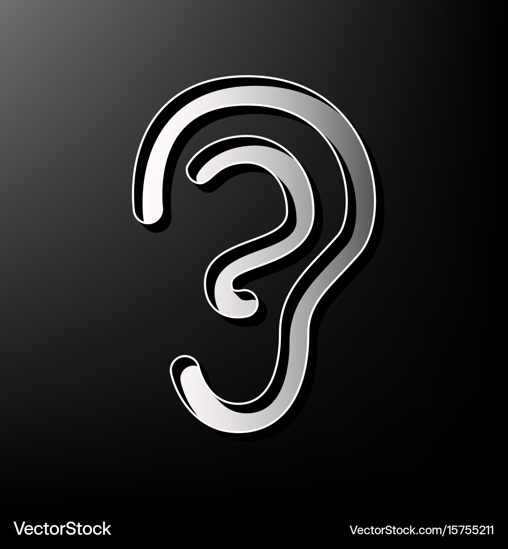 Human anatomy ear sign gray 3d printed Royalty Free Vector