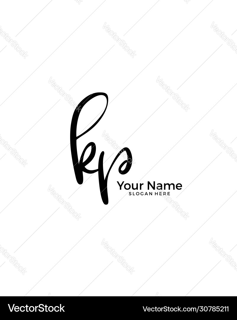 K p kp initial logo signature handwriting Vector Image