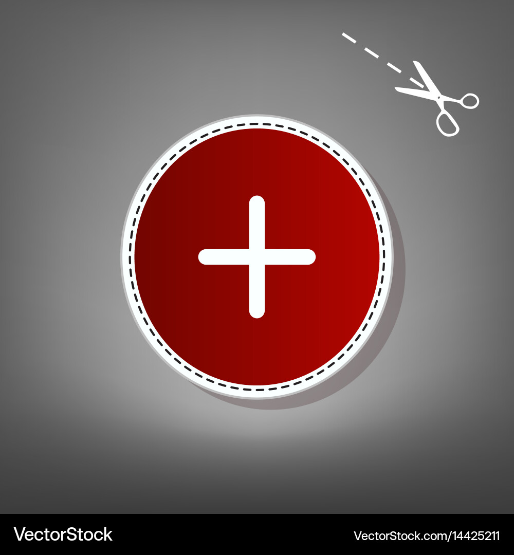 Positive symbol plus sign red icon Royalty Free Vector Image
