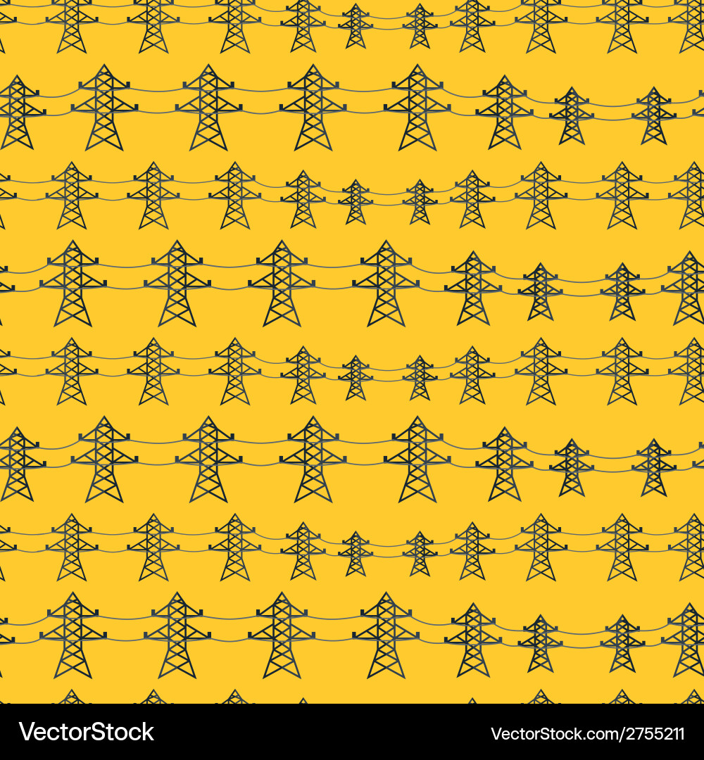 Seamless pattern of industrial power lines in flat