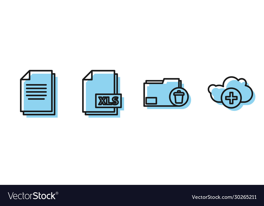 Set line delete folder document xls file Vector Image Set line delete folder document xls file Vector Image