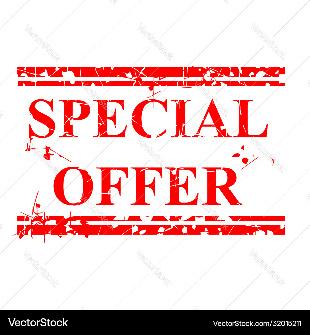 Simple grungy red rubber stamp special offer Vector Image
