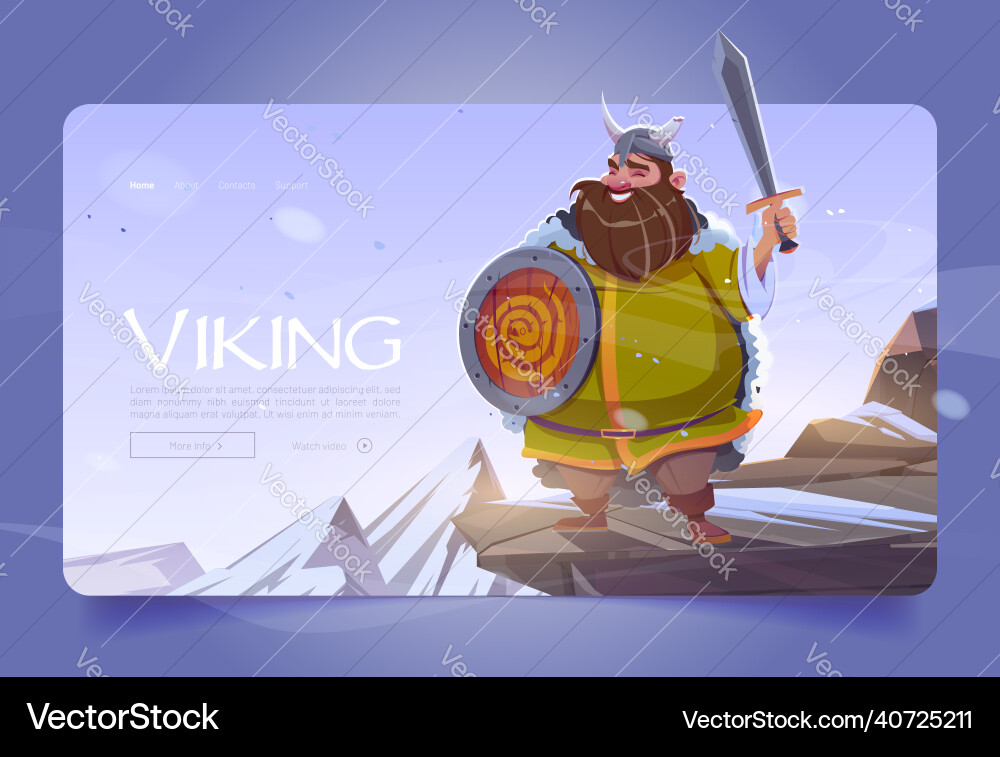 Viking banner scandinavian warrior on mountain Vector Image