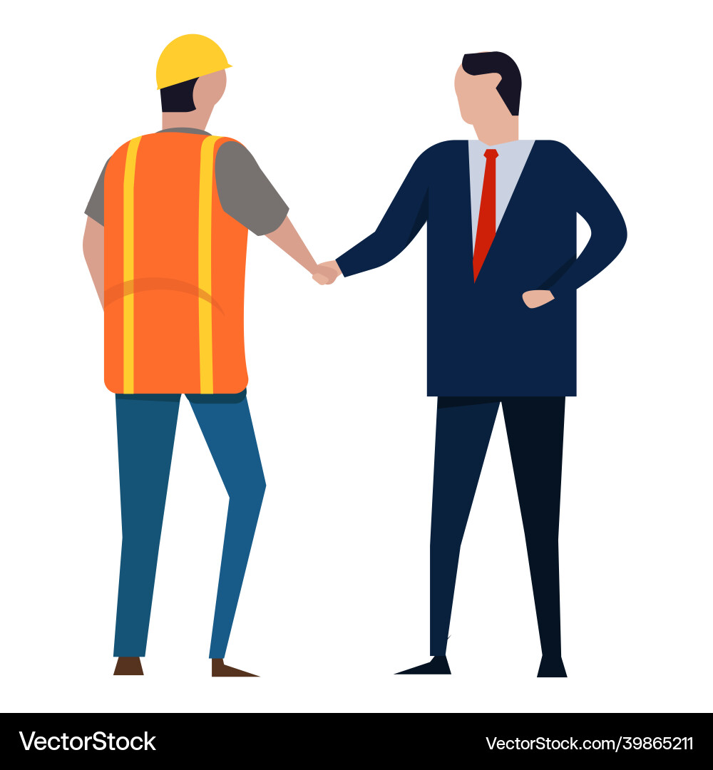 Worker and boss deal handshake congratulate labor Vector Image