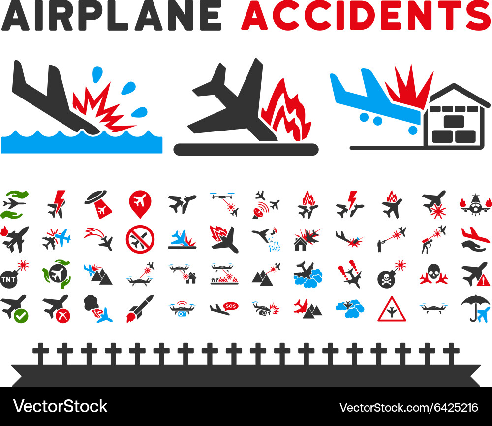 Aviation Accidents Icons Royalty Free Vector Image