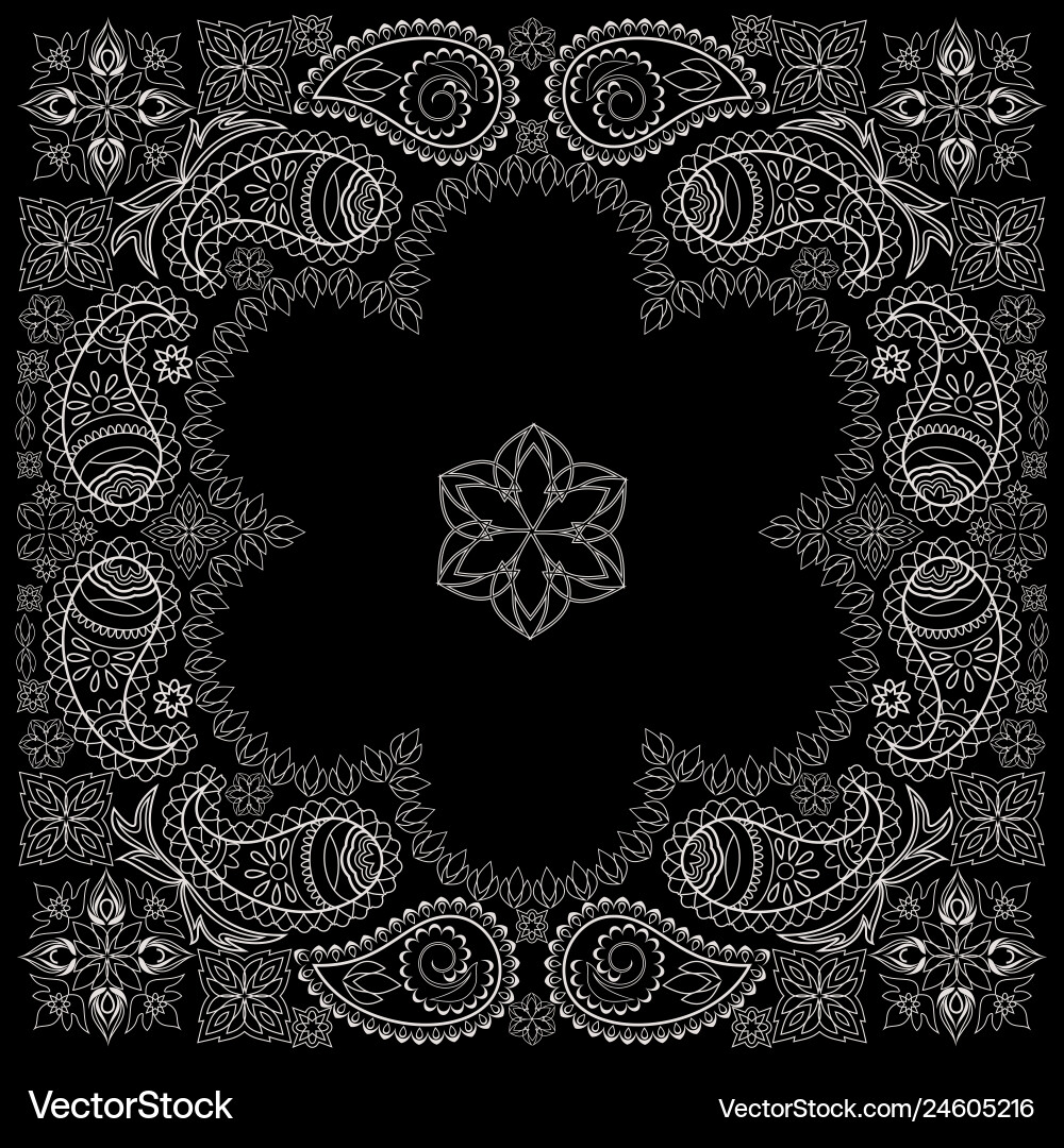 Bandana paisley design- classic print square Vector Image