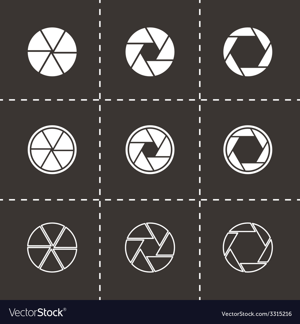 Black camera shutter icon set Royalty Free Vector Image Black camera shutter icon set Royalty Free Vector Image
