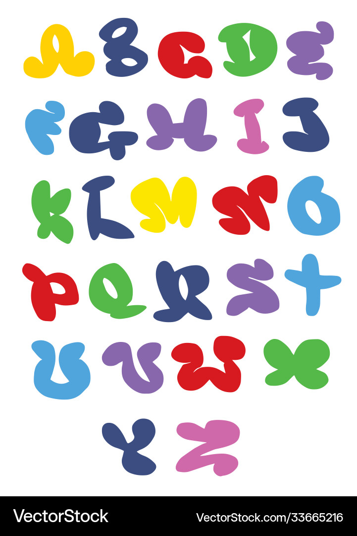 Cartoon graffiti comic doodle font alphabet Vector Image