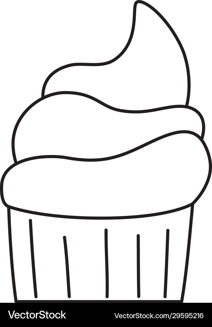 Cute and delicious cupcake line style icon Vector Image