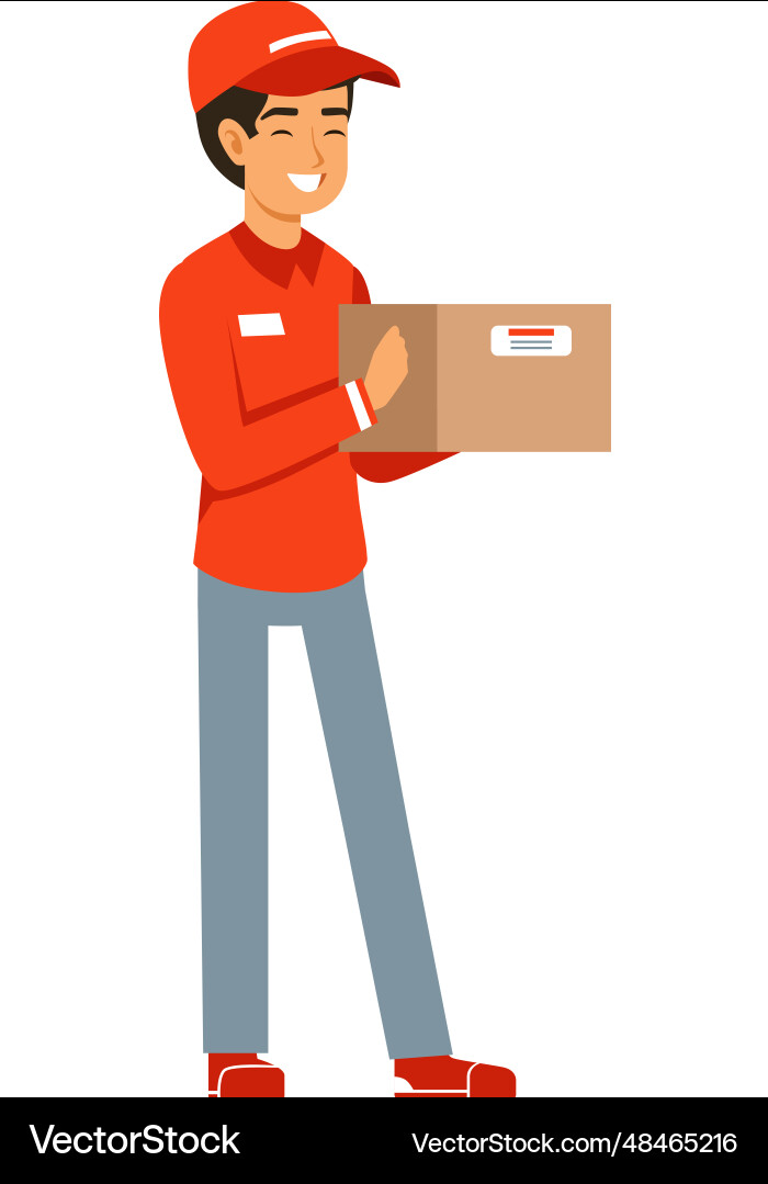 Delivery guy character cartoon young man Vector Image