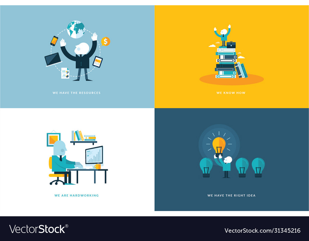 Flat design concept icons for business Royalty Free Vector