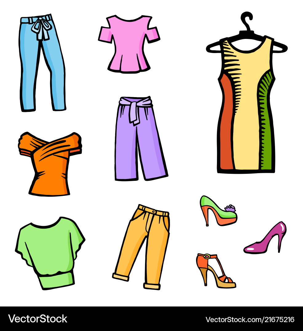 Hand drawn fashion icon set Royalty Free Vector Image