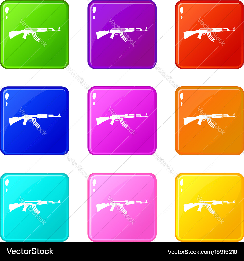 Military rifle icons 9 set Royalty Free Vector Image