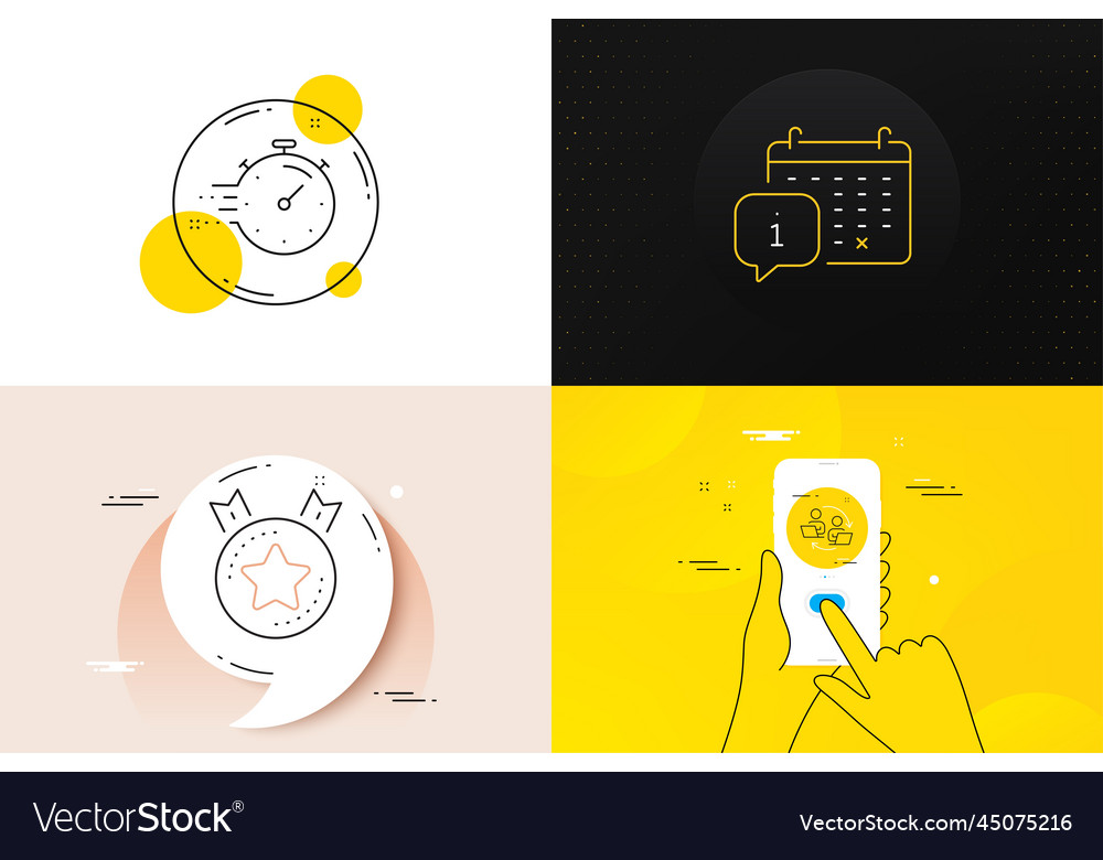 Minimal set of timer calendar and teamwork Vector Image