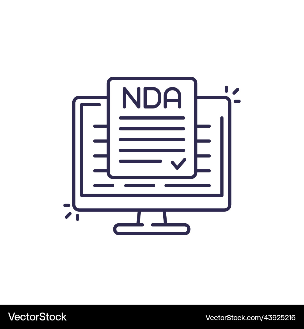 Nda non disclosure agreement line icon Royalty Free Vector