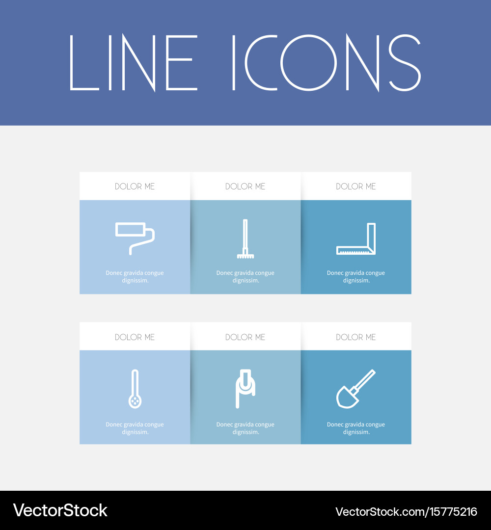 Set of 6 editable equipment icons includes Vector Image