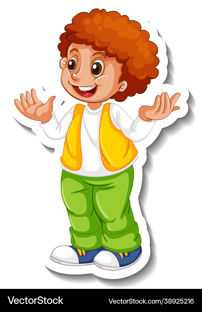Sticker template with a boy cartoon character Vector Image