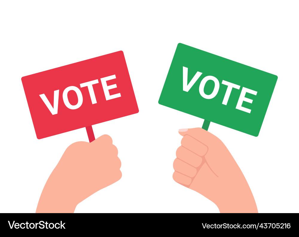 Voting concept people hold in hand plate Vector Image