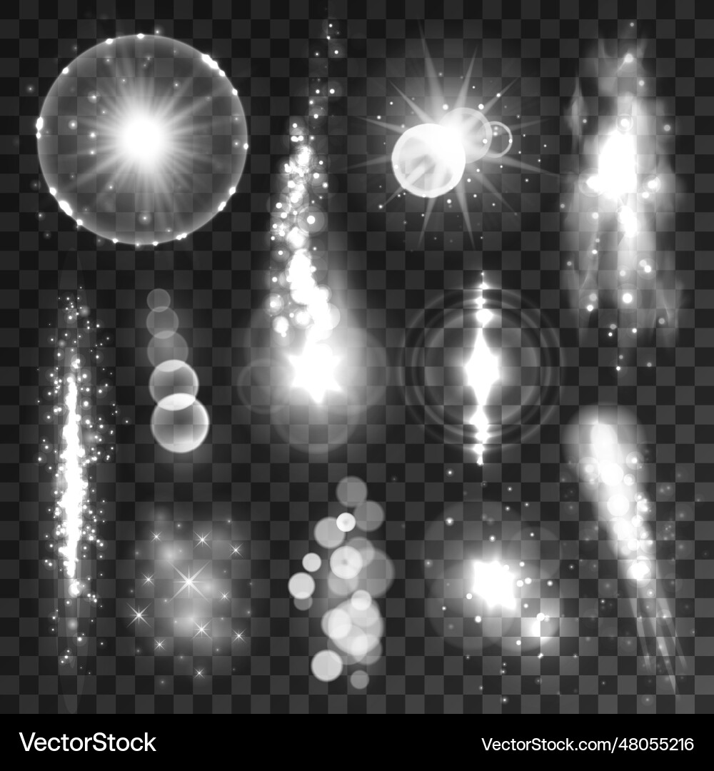 White sparkling light trails and flashing glitter Vector Image