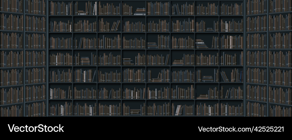 3d old books on bookshelves in library Royalty Free Vector