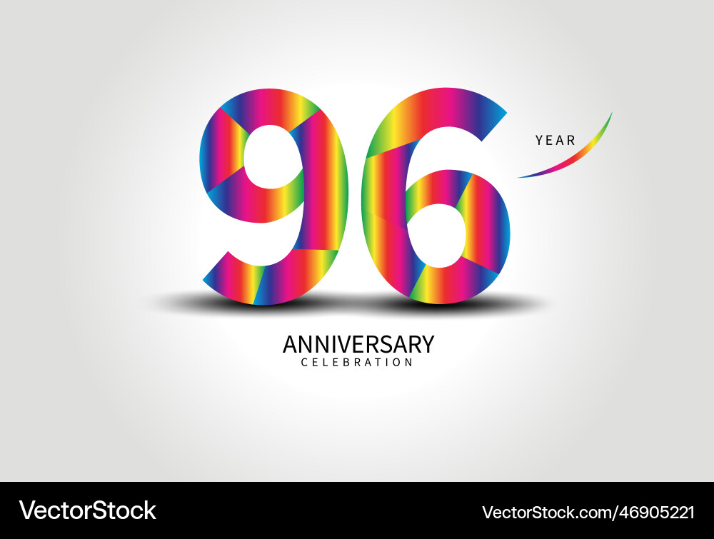 96 year anniversary celebration logo colorful Vector Image